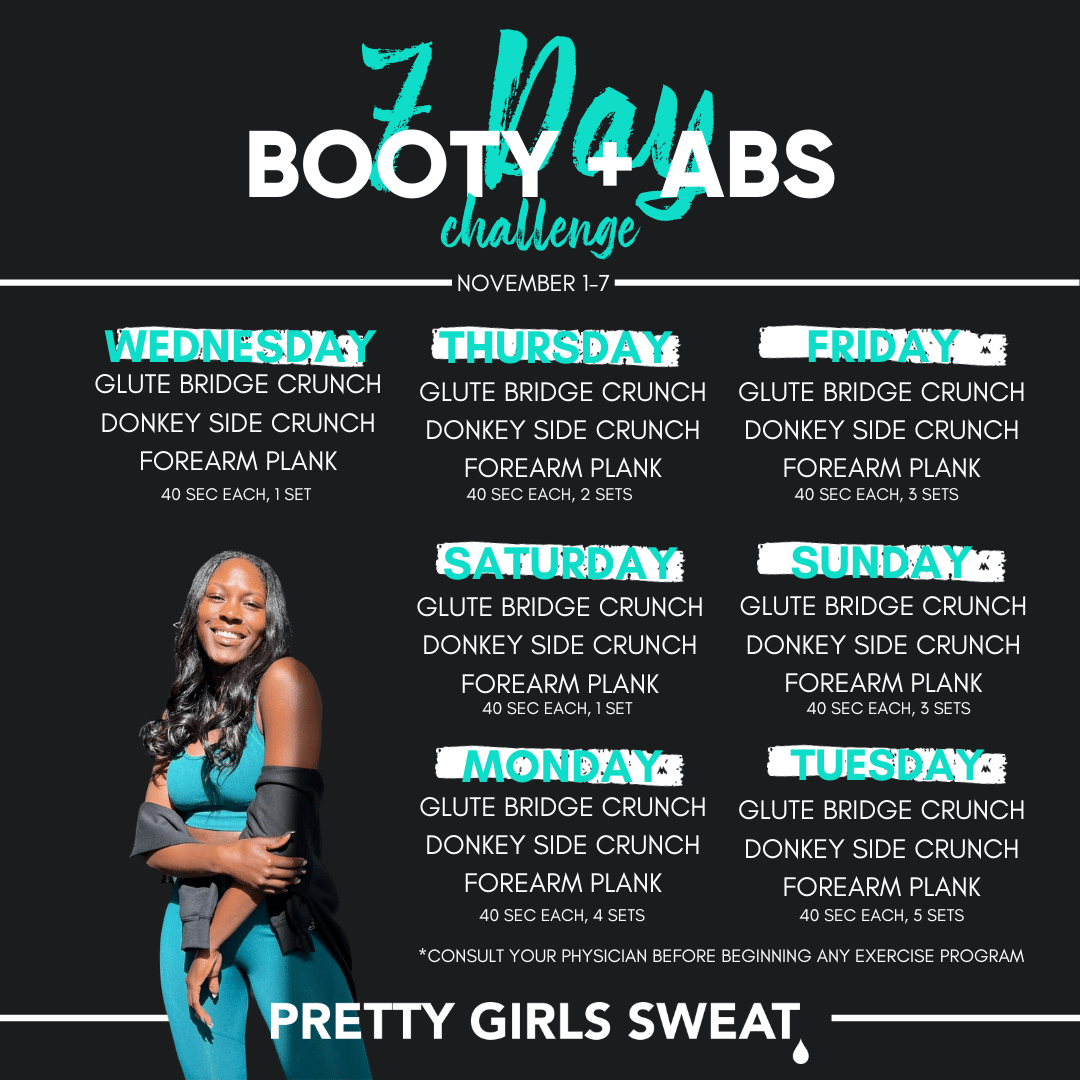 7-day PGS Booty and Abs Challenge with Aeshia - Pretty Girls Sweat