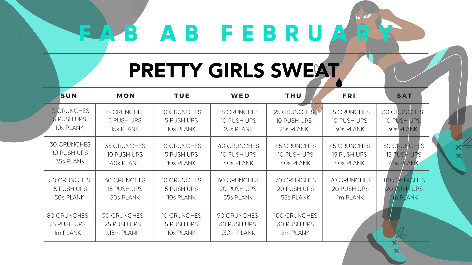 Take the FAB AB FEBRUARY Challenge! - Pretty Girls Sweat